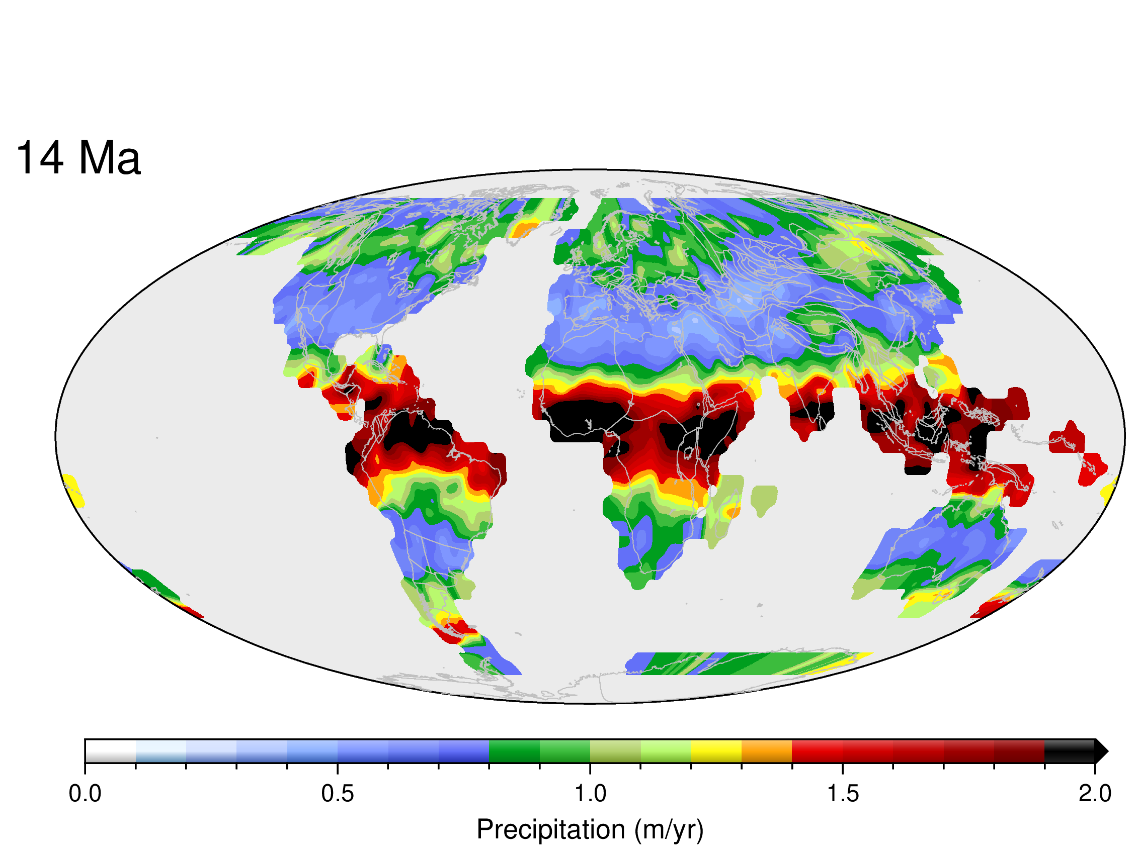 Modelling global precipitation since 250 million years ago